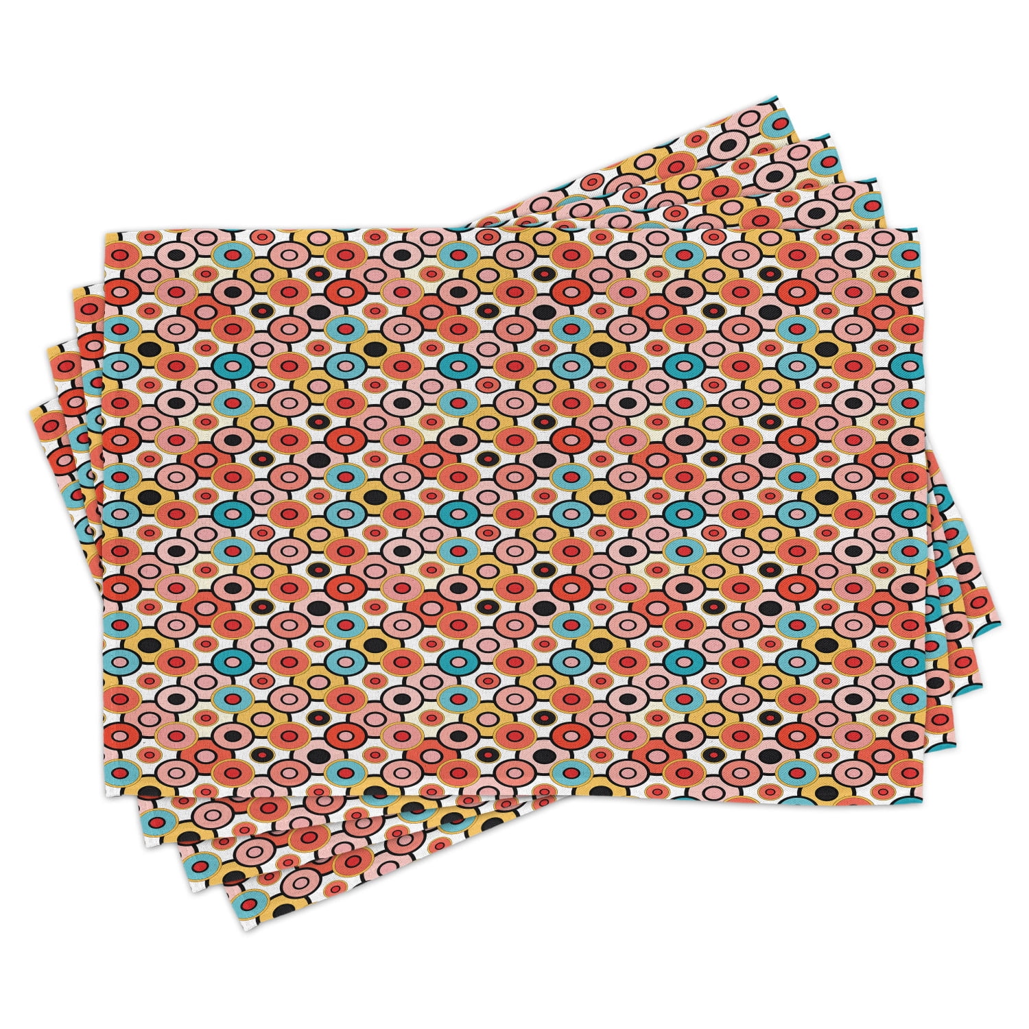 Ambesonne Vintage Place Mats Set of 4, Retro Style Bubbles, Standard ...