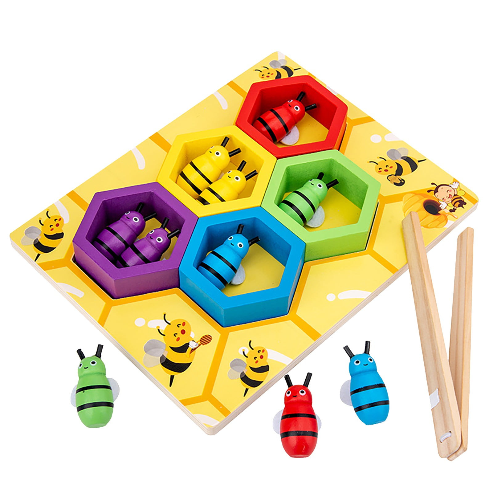 Mikilon Wooden Beehive Board Clipping Bee Color Cognition Game ...