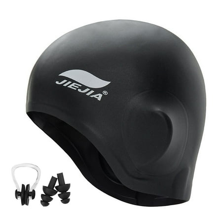 Swim Cap Silicone 3D Ergonomic Ear Protection Swimming Cap with Nose ...