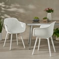 Noble House Lotus Plastic Patio Dining Arm Chair in White (Set of 2 ...