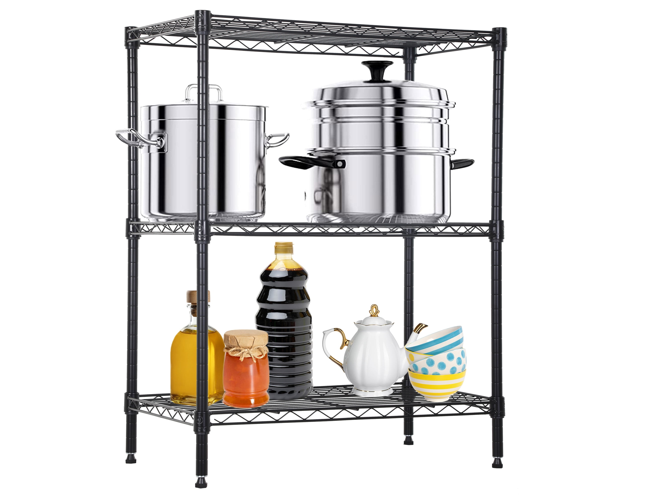 3 Tier Shelf Organizer for Kitchen, 450lbs Capacity Height Adjustable ...