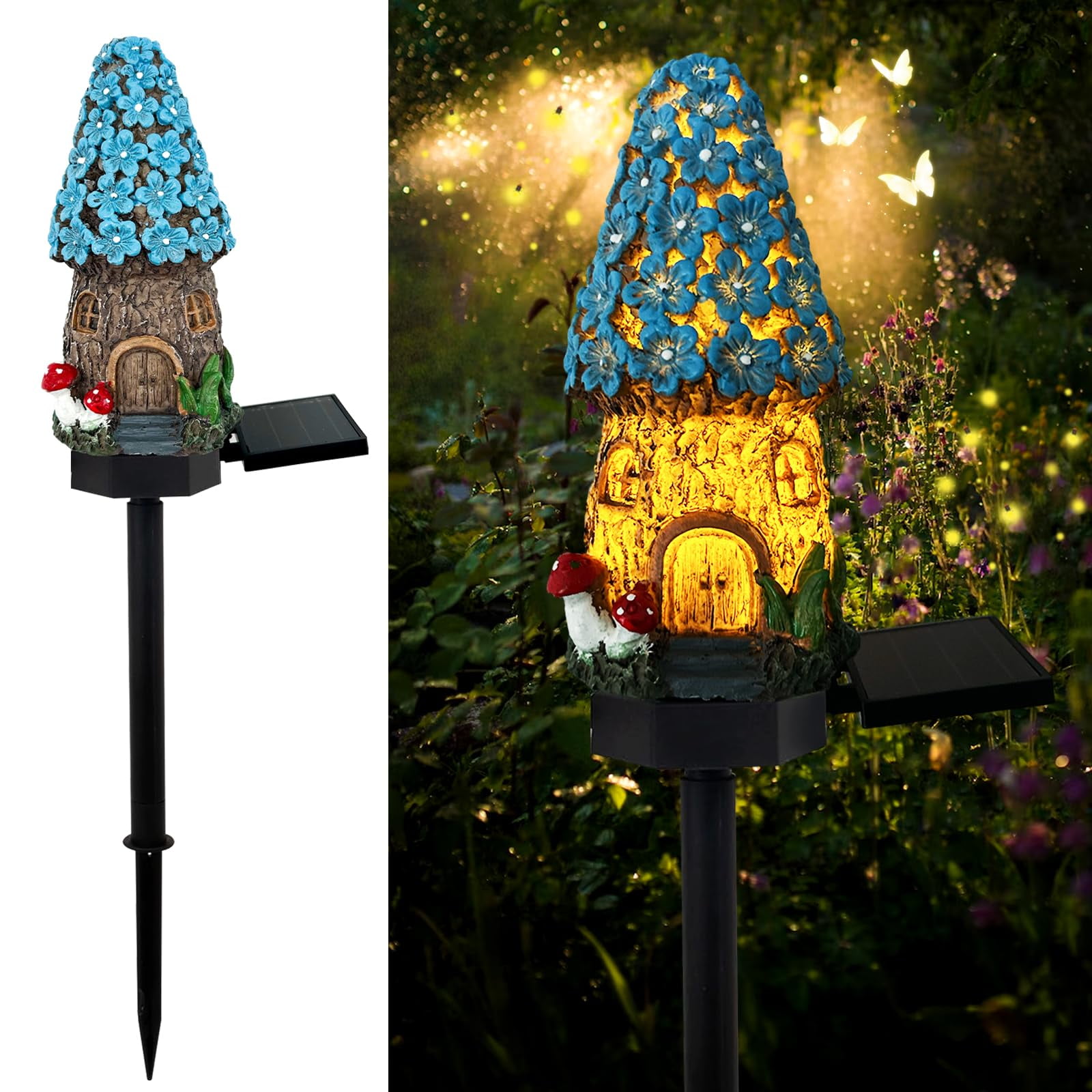 Luces solares de hongos al aire libre, luces impermeables para casas de ...