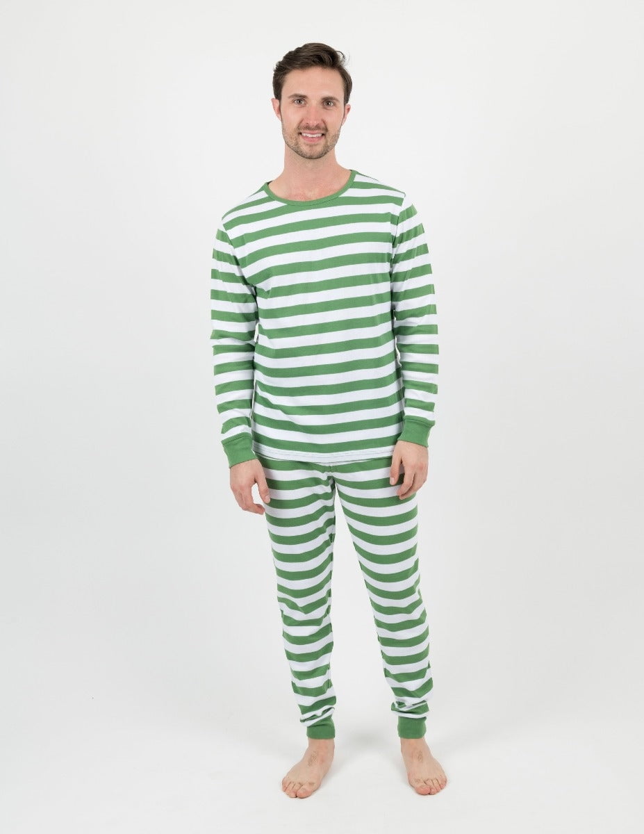 Men's Green & White Stripes Pajamas - Walmart.com