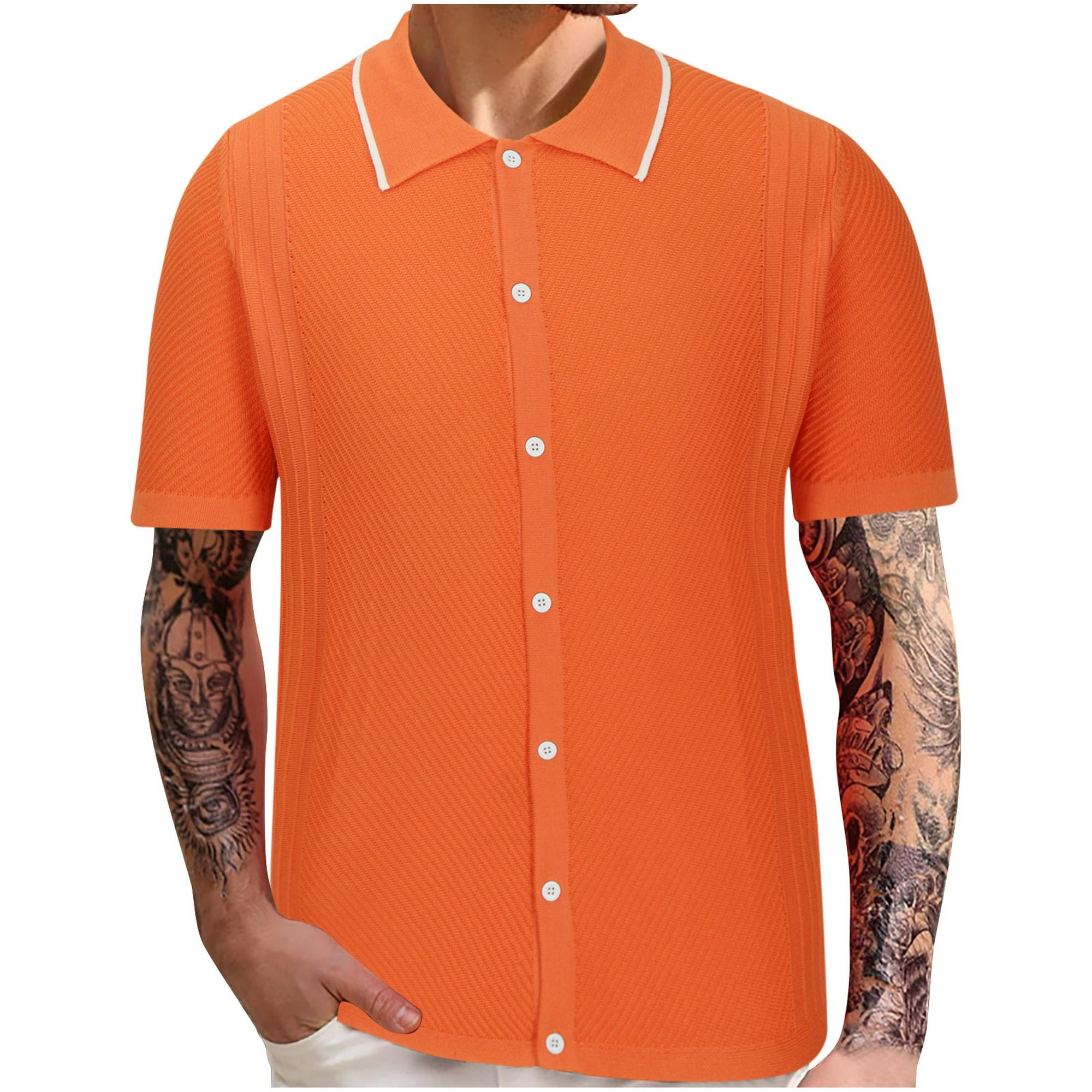 Click here for Qipopiq Mens Knit Button Down Shirt Short Sleeve B... prices