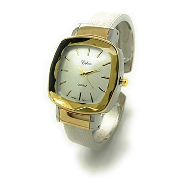 Gold Metal Crystal Band Large Face Women's Bangle Cuff Watch - Walmart.com