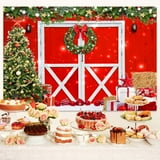 Rustic Winter Christmas Red Barn Wood Door Photography Backdrop Xmas ...
