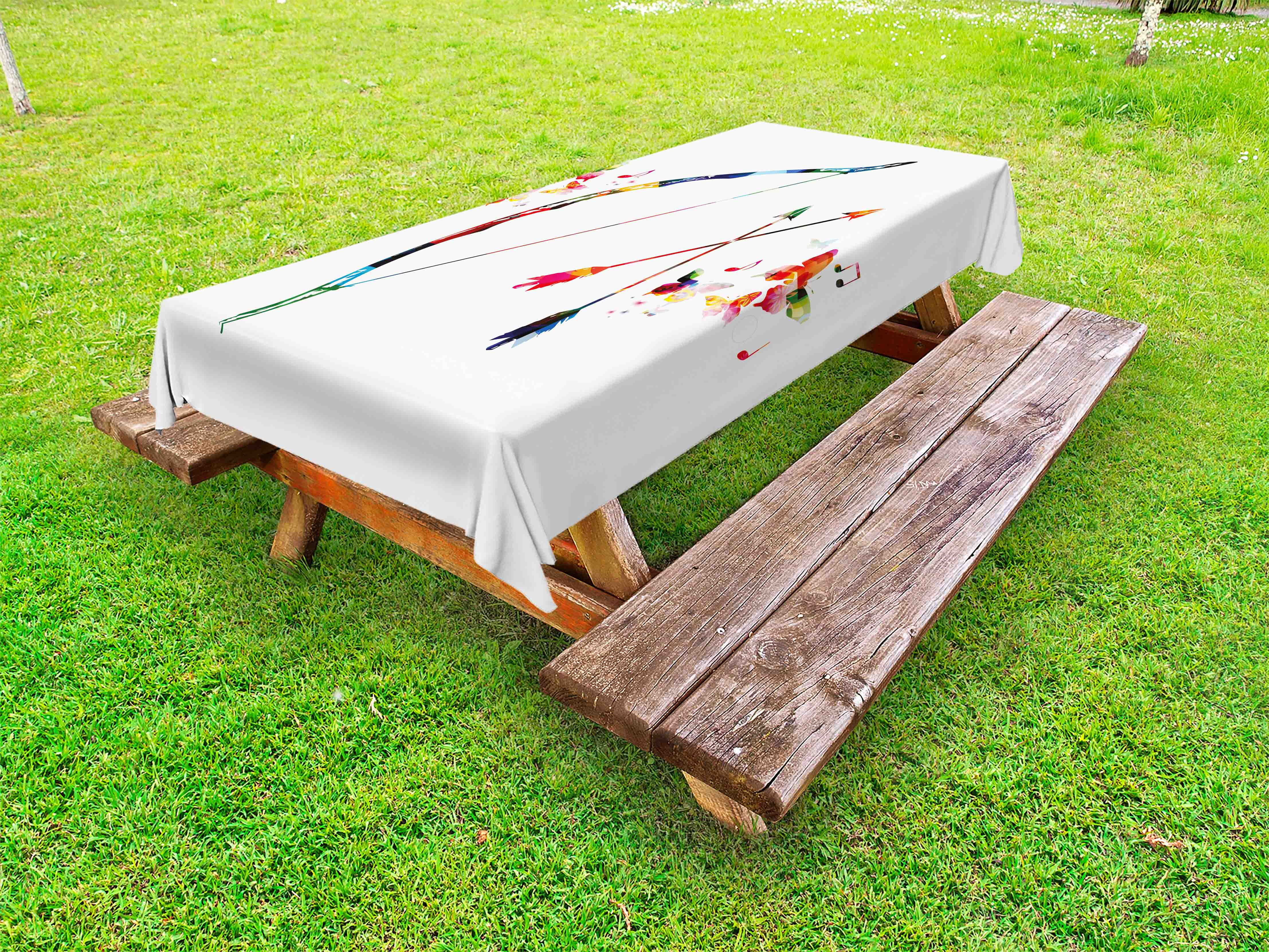 Modern Outdoor Tablecloth, Abstract Unusual Bow and Arrow with ...
