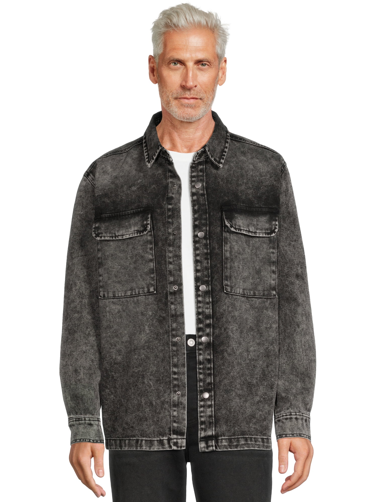 No Boundaries Men’s Layering Denim Shirt Jacket, Sizes XS-3XL - Walmart.com