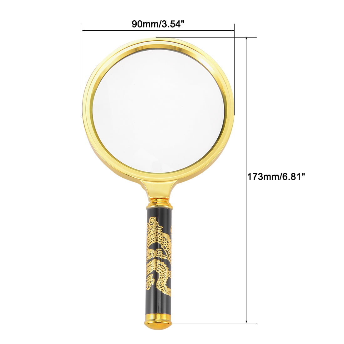 80mm 10X Handheld Book Reading Magnifying Glass Lens Magnifier Gold Tone