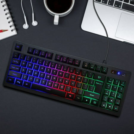 LSLJS Wired Illuminated 87 Keyboard Mechanical Feel Gaming Keyboard ...