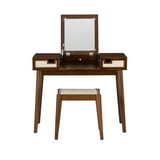 Linon Cassidie 2-Piece Cane Front Vanity Set with Mirror and Stool ...