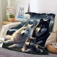 Soft Wolf Family Flannel Throw Blanket - Cozy Warm Night Sky Design for ...
