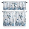 Blue Sea Turtle Coral Shells Starfish Curtain Tier and Valance Set 3 ...