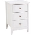 VINGLI Bed Wood Night Stand Pair, White, Set of 2, Modern 3 Drawers ...