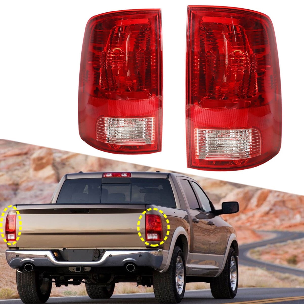 Pair of Rear Tail Light Lamp Housing Assembly Fit for Dodge Ram 1500 ...