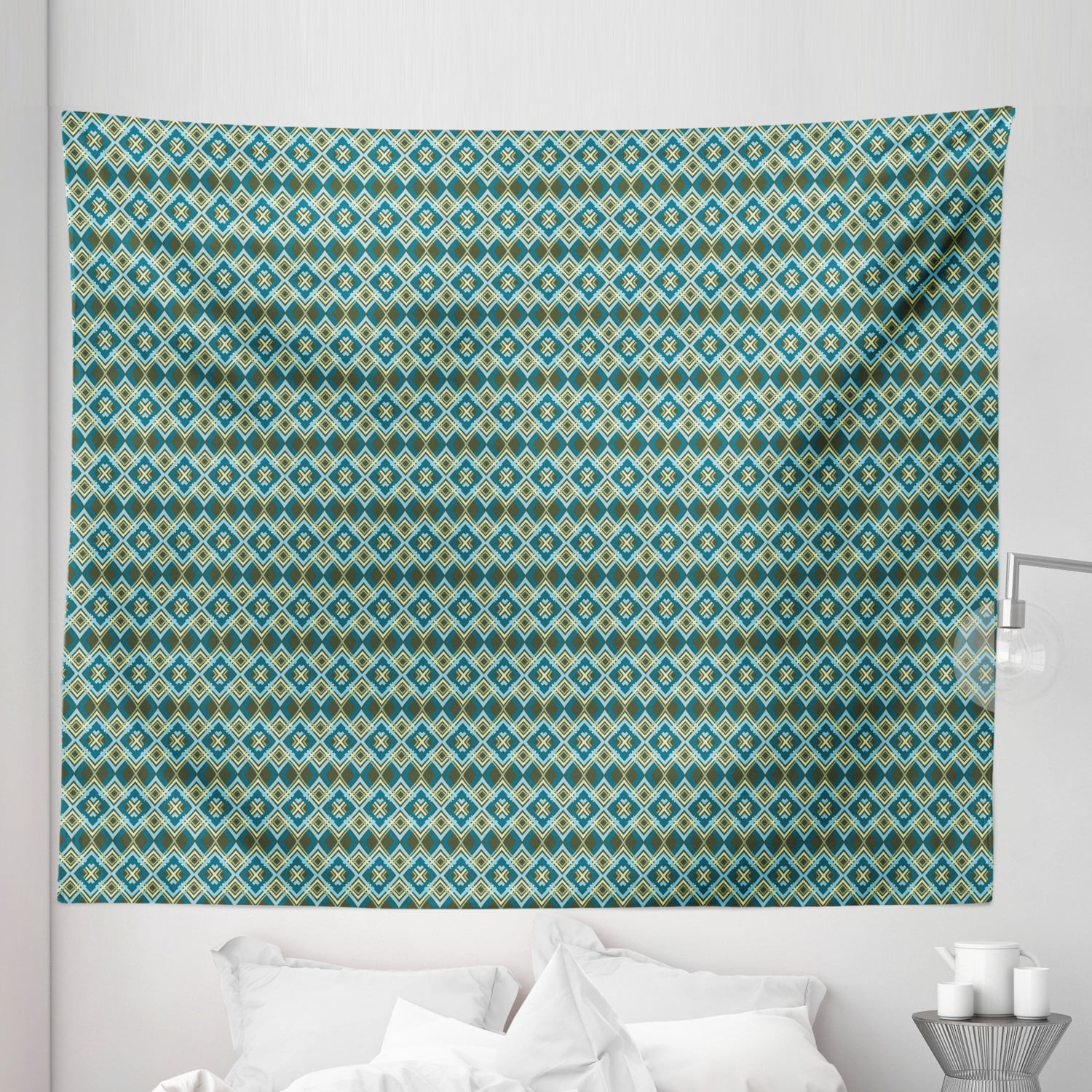 Geometric Tapestry, Abstract Overlapping Diamond Shapes with Symmetric ...