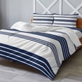 4 Piece Duvet Cover Set Full, Navy Blue Stripes Watercolor Soft ...