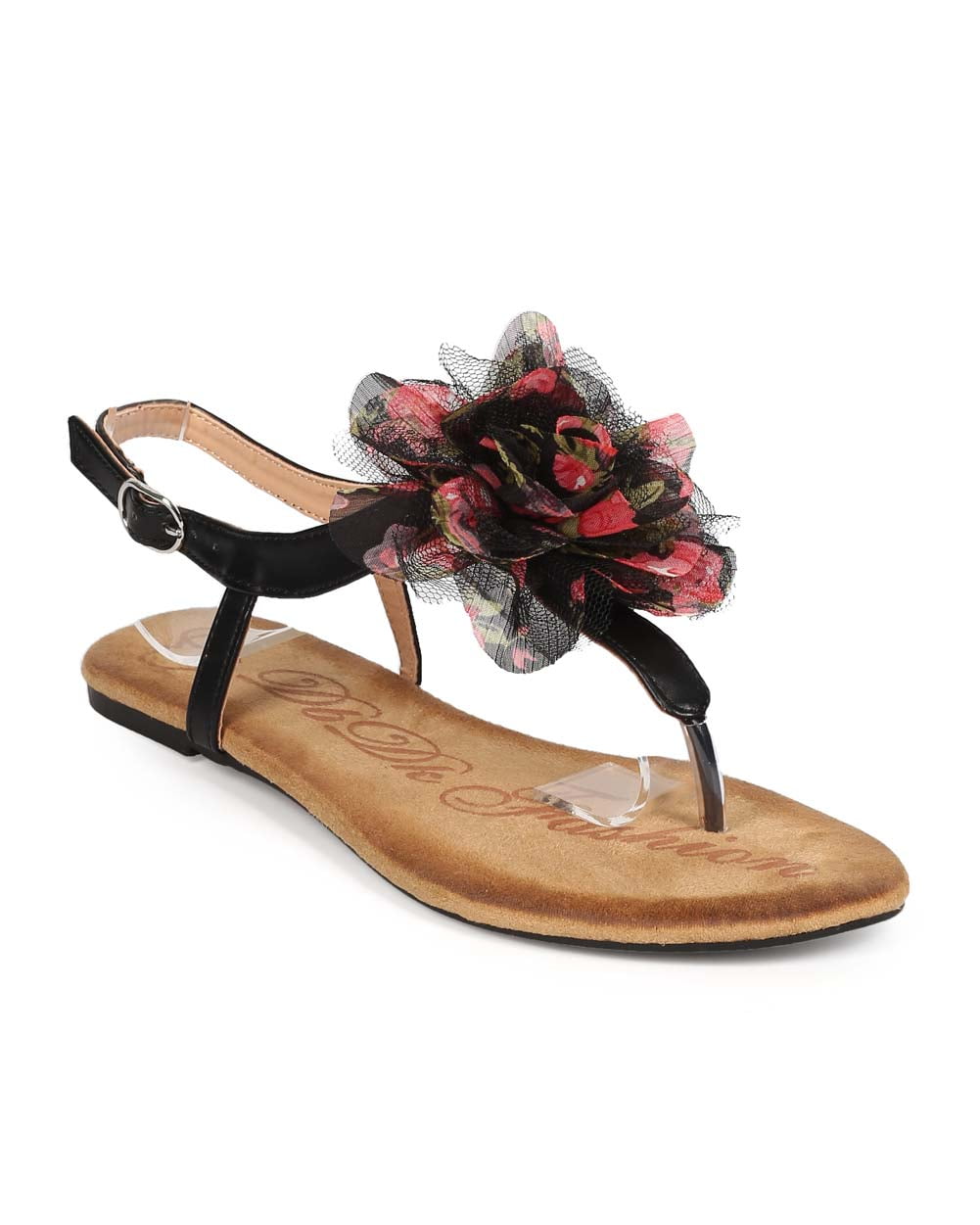 New Women DbDk Fannyy-9 Flower Chiffon Slingback Slingback Thong Sandal ...