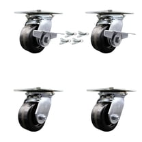 6 Inch Thermoplastic Rubber Swivel Caster Set with Ball Bearing and ...