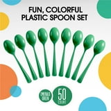 100 Count Disposable Spoons - Heavy Weight Emerald Green Plastic Spoons ...