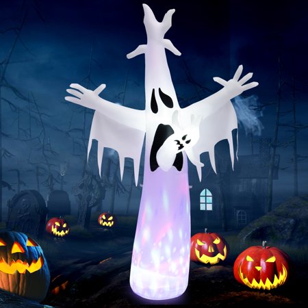 Gymax 8FT Inflatable Ghost Halloween Festival Giant Yard Decor w/ LED ...