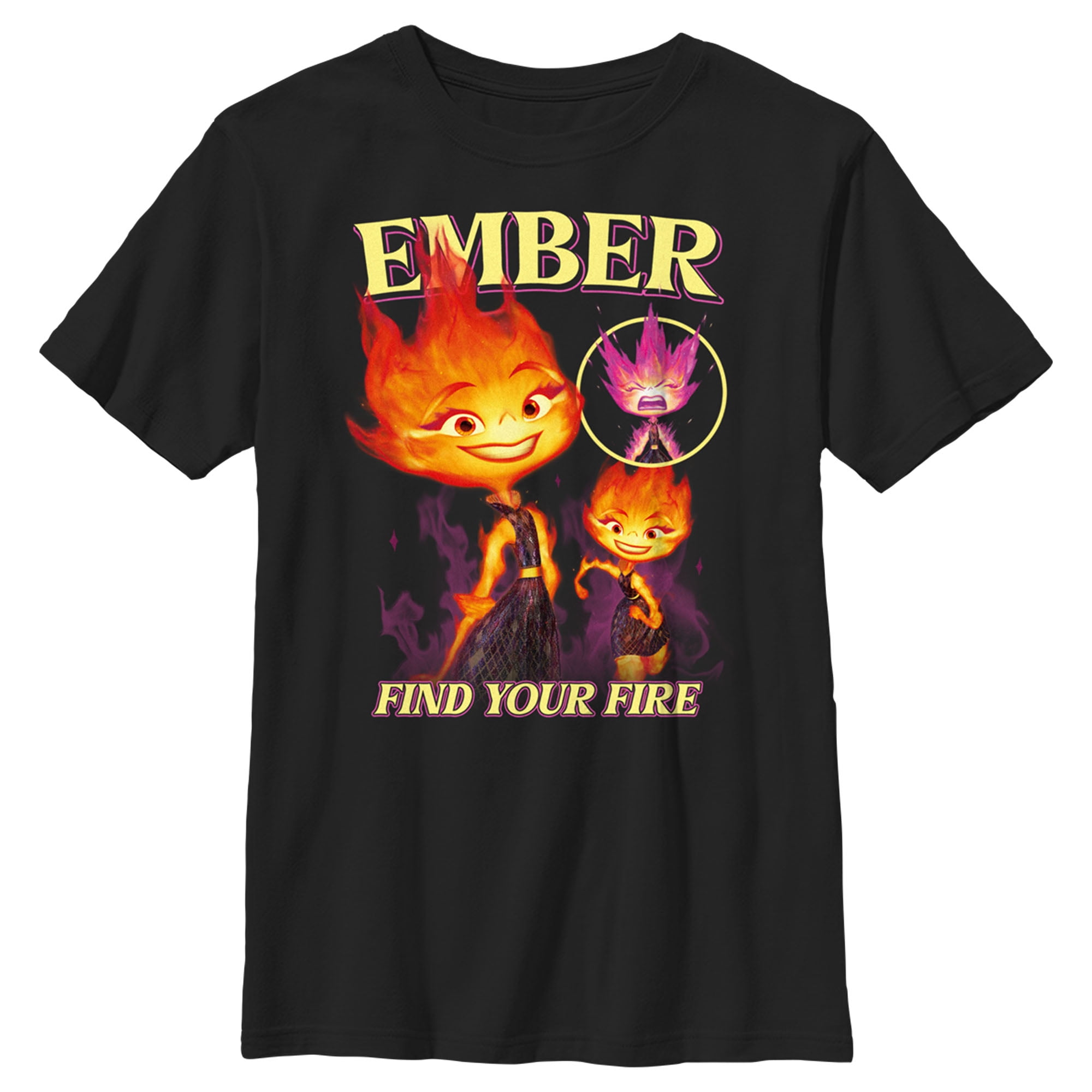 Boy's Elemental Ember Find Your Fire Poster Graphic Tee Black Large ...