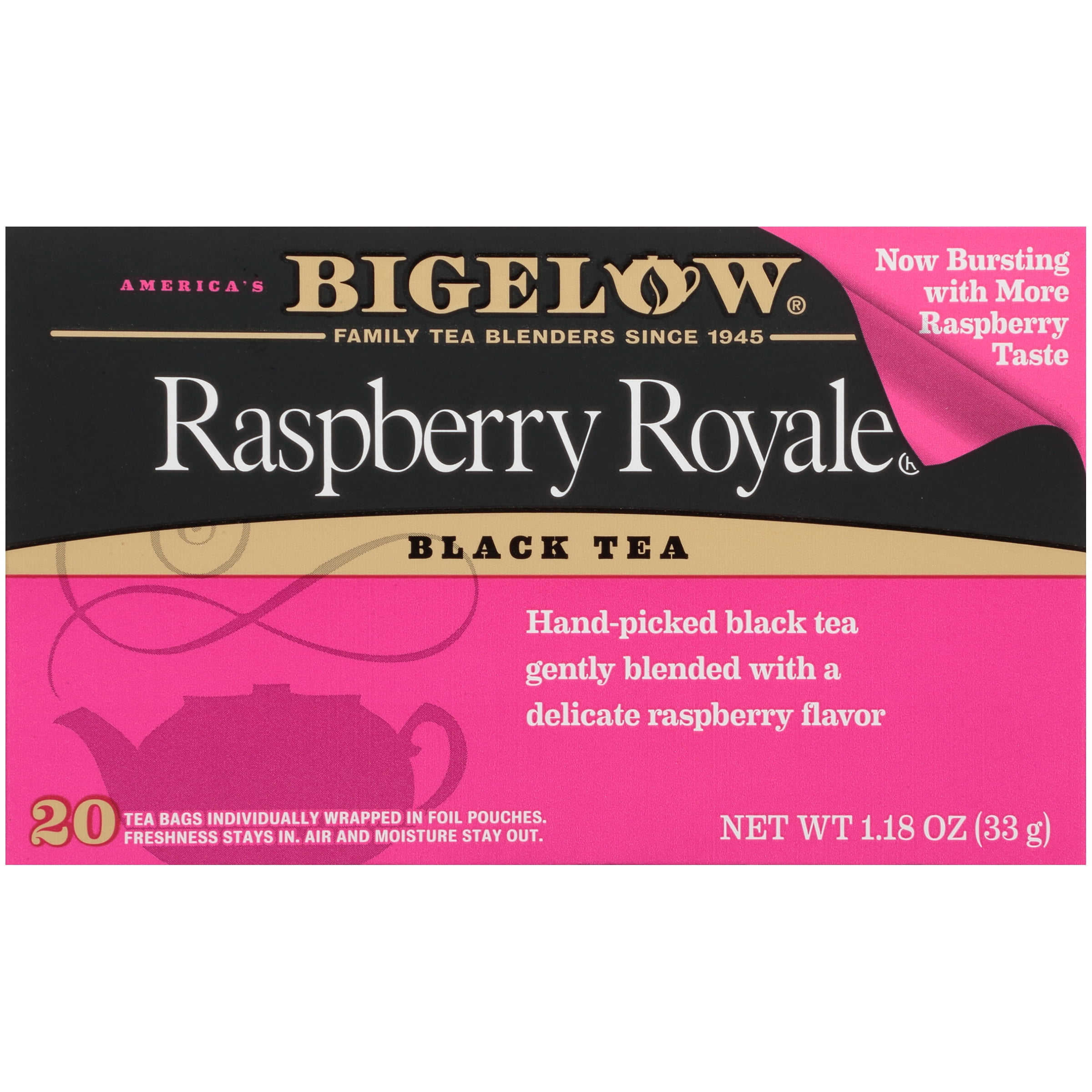 Bigelow Black Tea, Raspberry Royale Tea Bags, 20 Count - Walmart.com