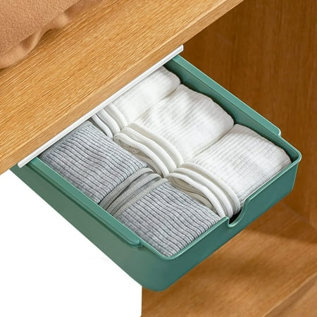 JOYWEI Invisible Under Desk Storage Box, Self Adhesive Under Desk ...