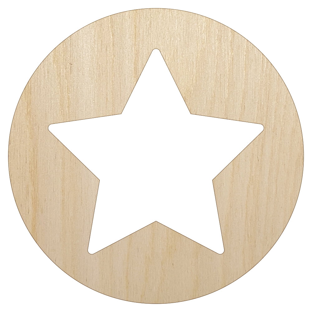 Star in Circle Wood Shape Unfinished Piece Cutout Craft DIY Projects ...