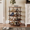 Montauk 16 Pair Organizer, Revolving White Wood Shoe Storage Rack with ...