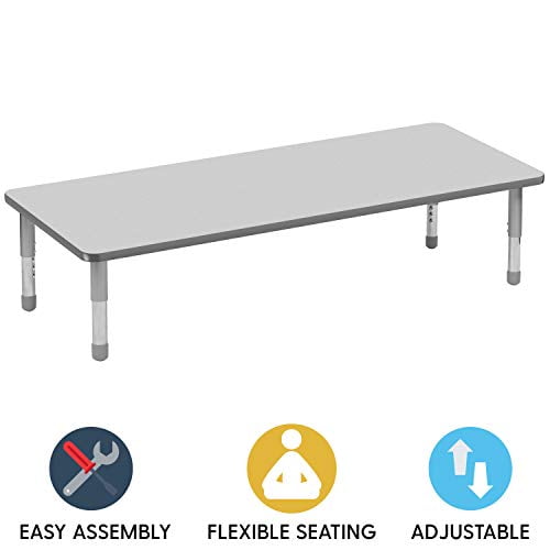 FDP Rectangle Activity Kids Table (30 x 72 inch) Short Silver Floor ...