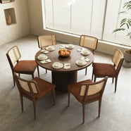 Ayane 47.2" Solid Wood Round Dining Table in Walnut - Walmart.com