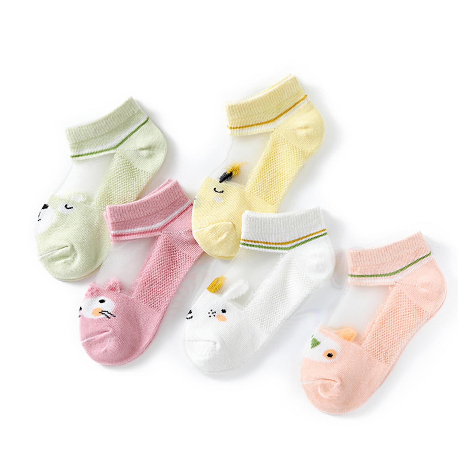 SAYOO 5 Pairs Toddlers Summer Socks Breathable Sheer Cartoon Animals ...