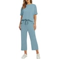 Aimik Women's Plain Two-Piece Set Summer Tops and Trouser Sporty Sets ...