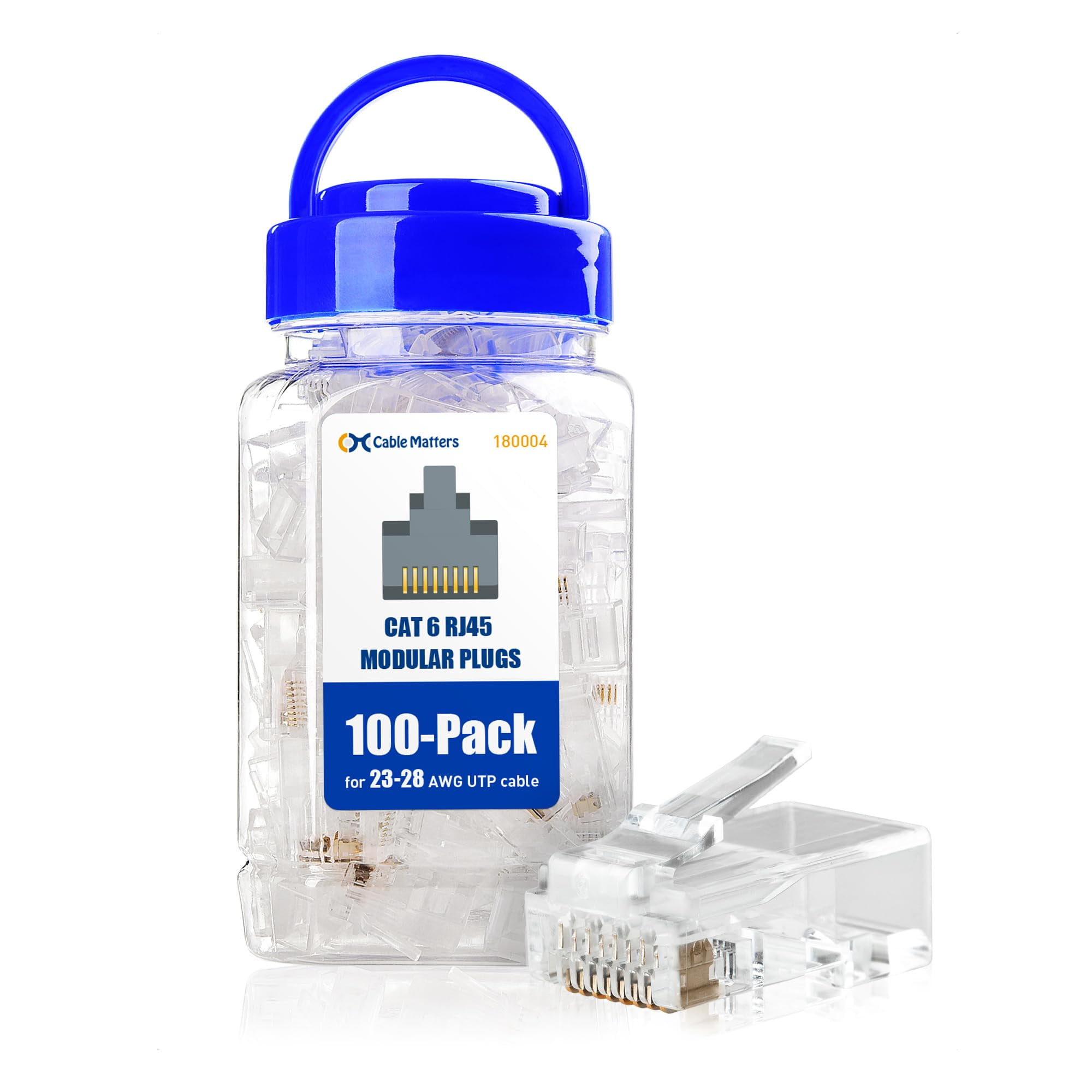 Paquete de 100 conectores modulares RJ45 CAT6 de Cable Matters ...
