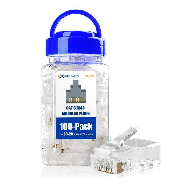 Paquete de 100 conectores modulares RJ45 CAT6 de Cable Matters ...