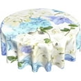 ABSOP Blue White Hydrangea Round Tablecloth, 60 Inch Waterproof ...