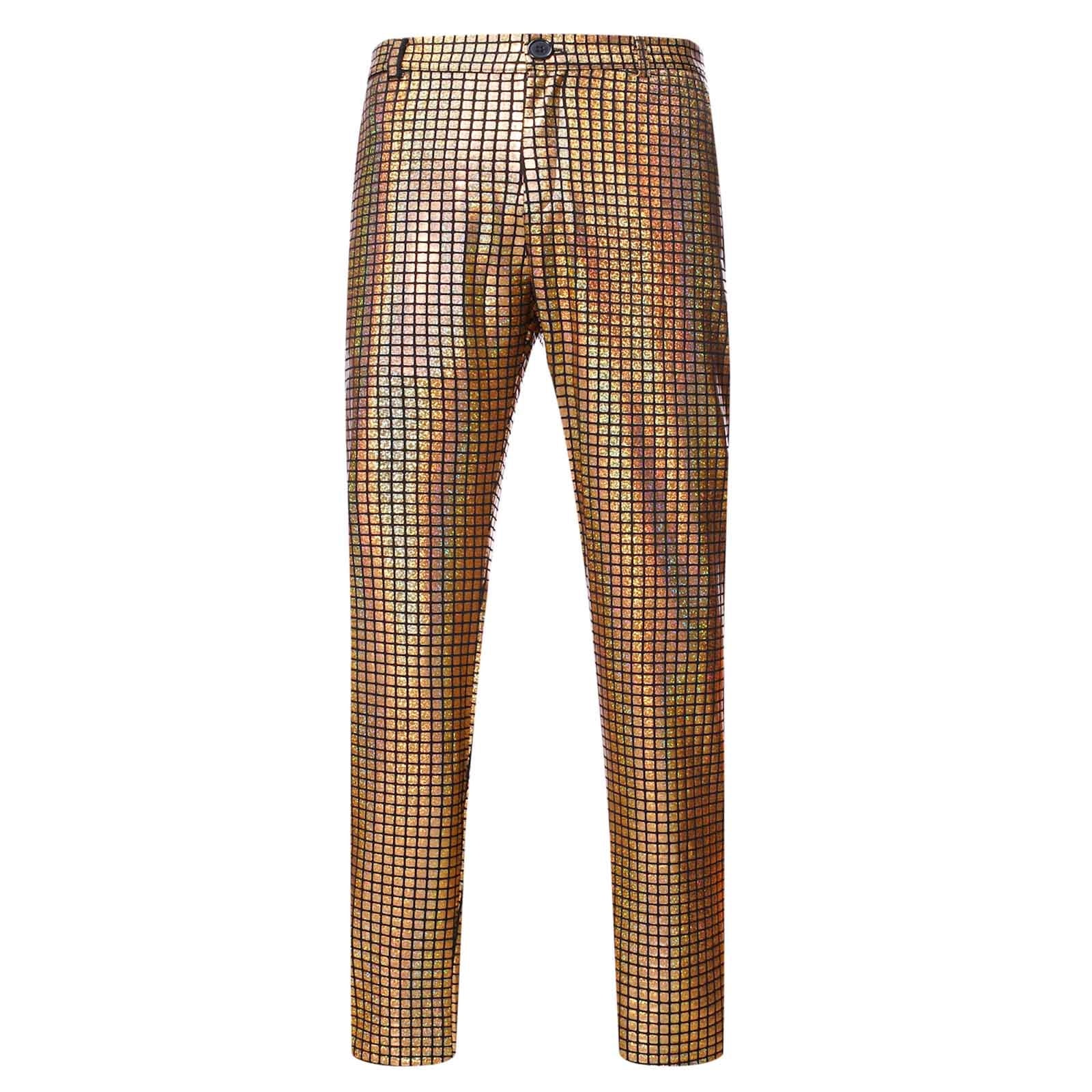 2022 Mens Metallic Shiny Pants Party Dance Disco Nightclub Pants ...