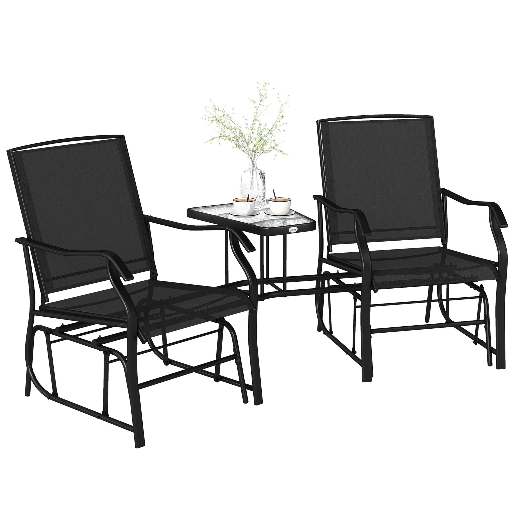Click here for Outsunny Patio Double Glider Chair With Glass Top... prices