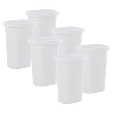 Rubbermaid White 13 gal Garbage Lid Container, Spring Top Plastic ...