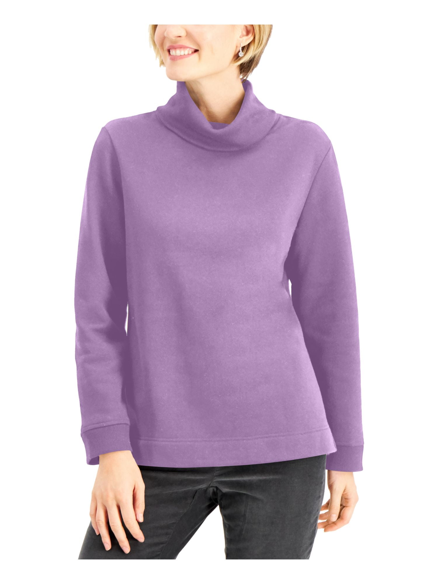 KAREN SCOTT SPORT Womens Purple Stretch Ribbed Vented Hem Long Sleeve ...