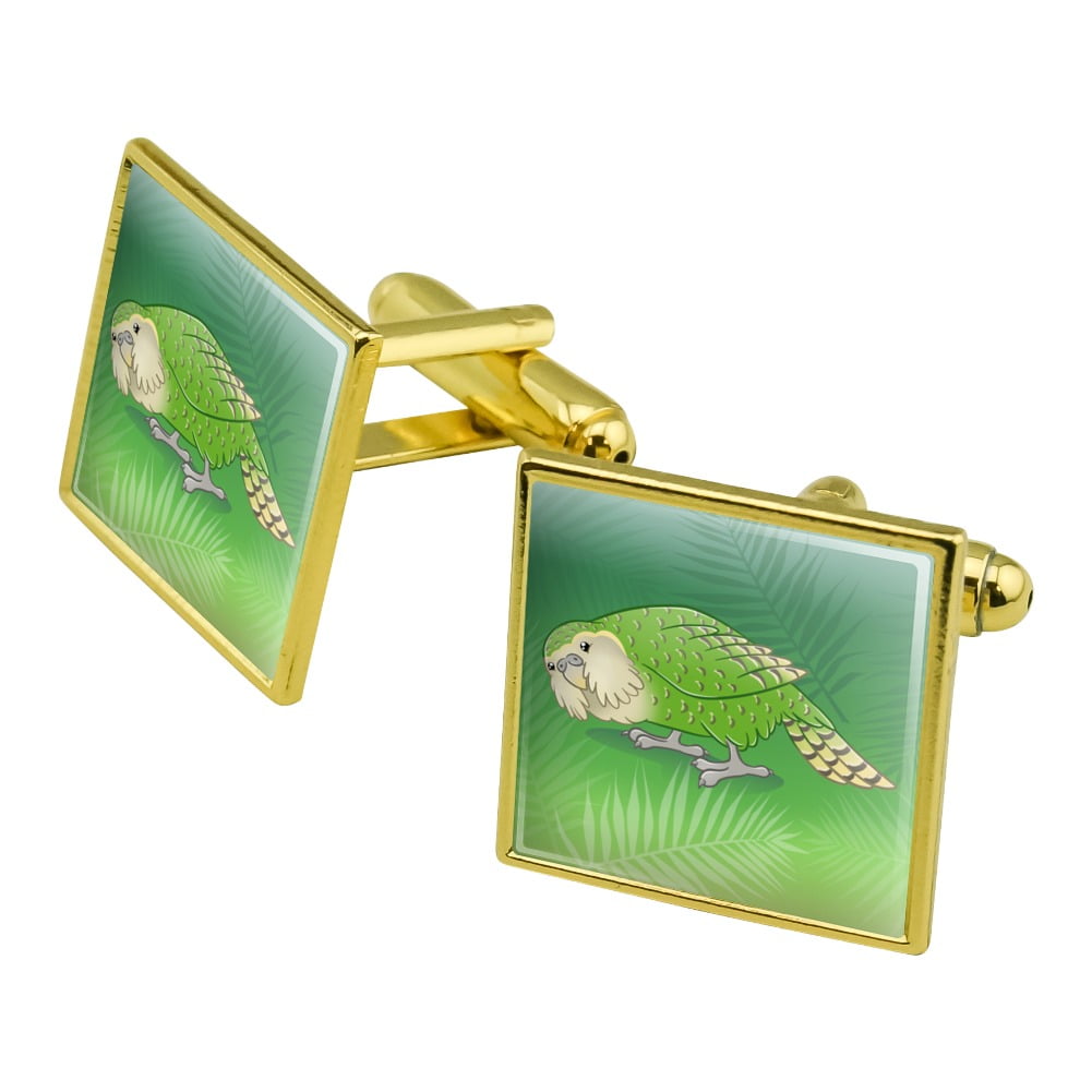 Kakapo the Flightless Owl Parrot Square Cufflink Set - Silver or Gold ...