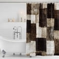 Black Brown Lattice Patchwork Shower Curtain Set - Small 36" x 72 ...