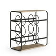 Noble House Ferrat Metal 6 Bottle Tabletop Wine Rack, Natural and Black ...