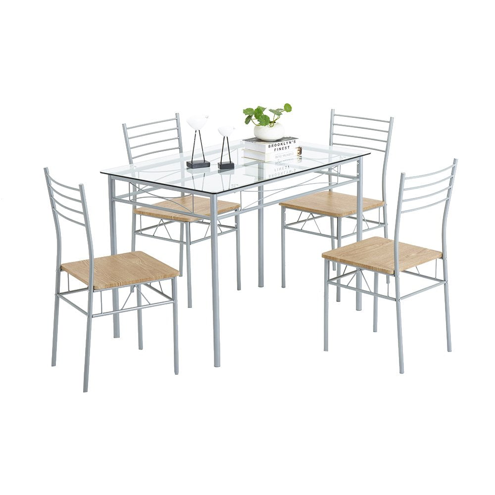 Gzxs 5-Piece Kitchen Table Set, One Dining Table with Four Chairs ...