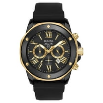 Bulova Men's Marine Star Wrist Watch - Black IP Stainless - Gold-Tone ...