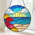 Beach Umbrella Stained Glass Style Acrylic Suncatcher – Coastal Window ...