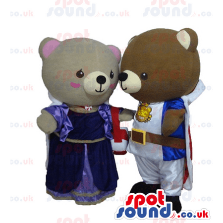Couple of brown bears dressed as a prince and a princess - Mascots-Bear mascot | Walmart Canada