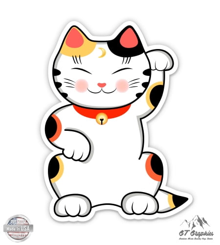 Maneki Neko Cat - 12" Vinyl Sticker Waterproof Decal - Walmart.com
