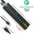 USB Hub Powered, 13 Multi-Port USB Hub with 10 USB 3.0 Ports, 2 IQ ...